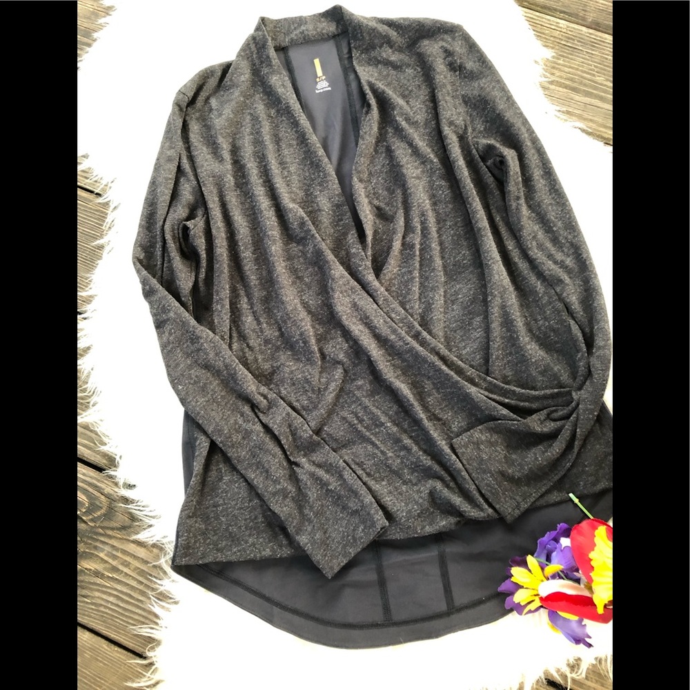 Overlapping Two Texture Long Sleeve Top - Gem